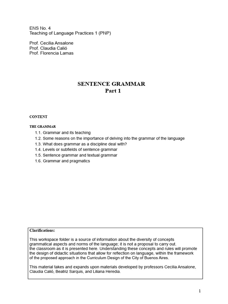Sentence Grammar_Part 1 | PDF | Semantics | Word