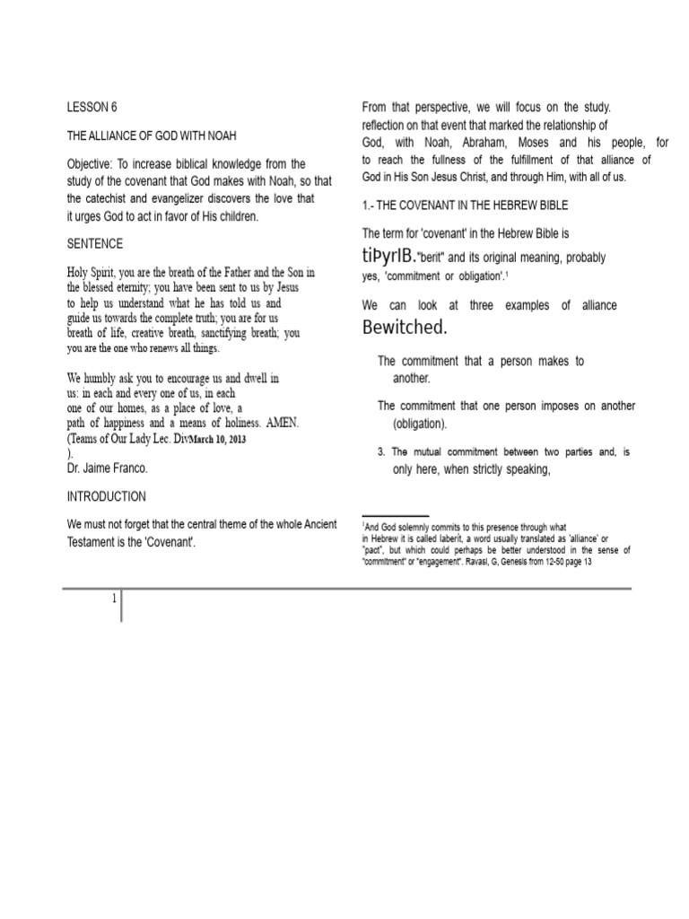 God's Covenant With Noah | PDF | Covenant (Biblical) | Genesis Creation ...
