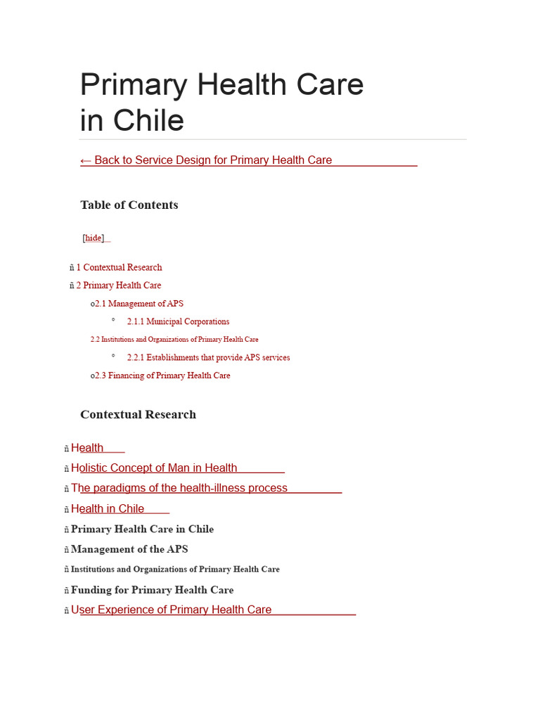 Primary Health Care Overview in Chile | PDF | Health Care