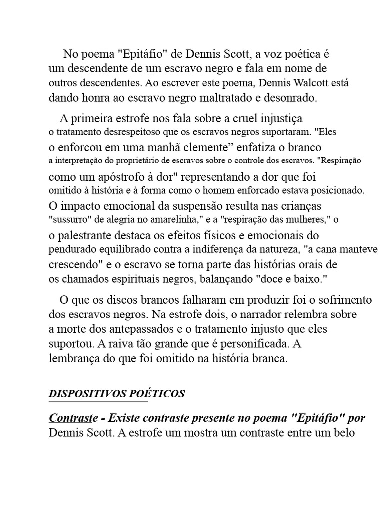 Análise de Epitáfio | PDF