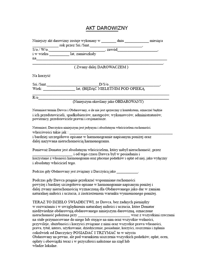 Akt Darowizny | PDF