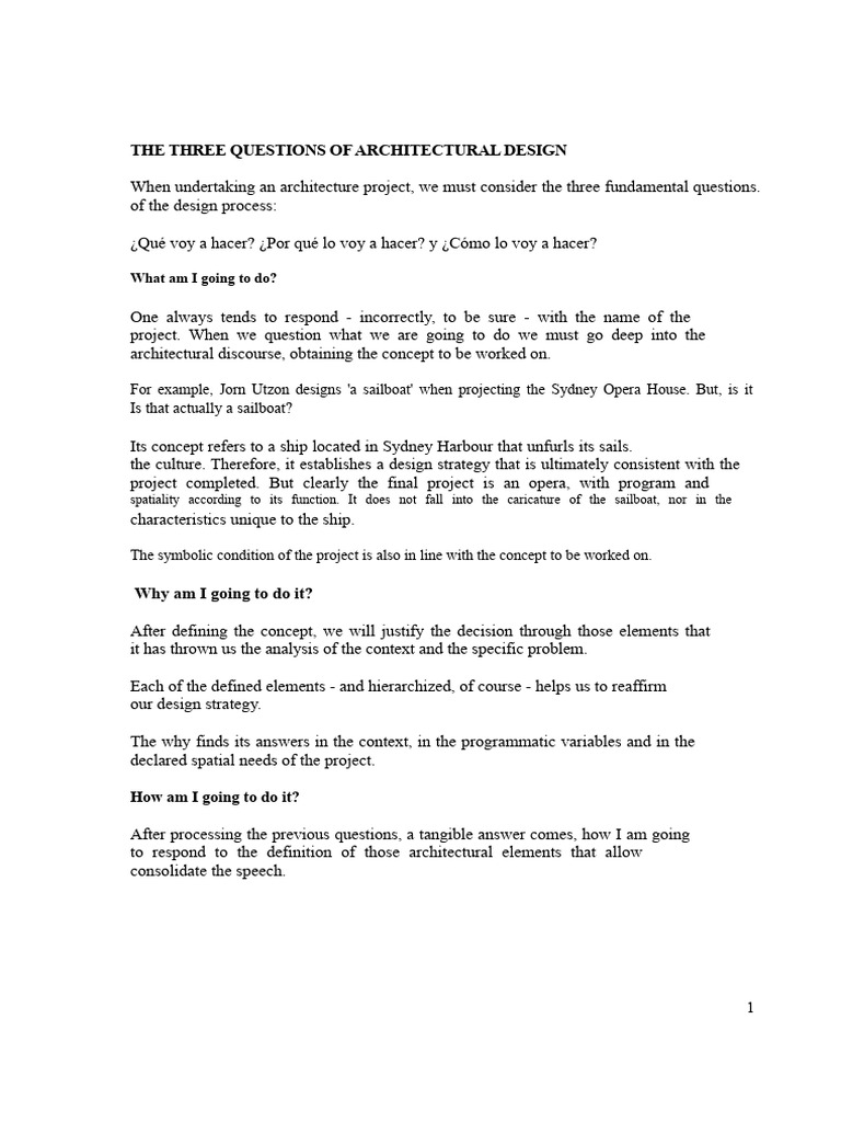 Key Questions in Architectural Design | PDF | Function (Mathematics ...