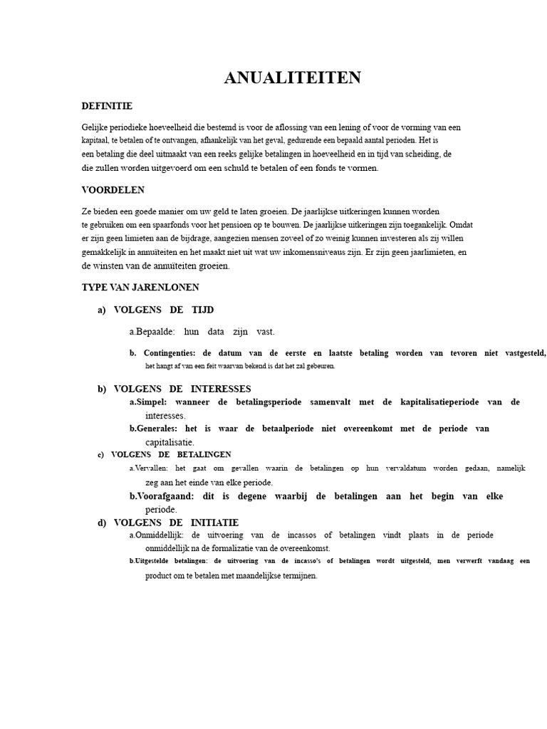 Soorten Annuïteiten | PDF