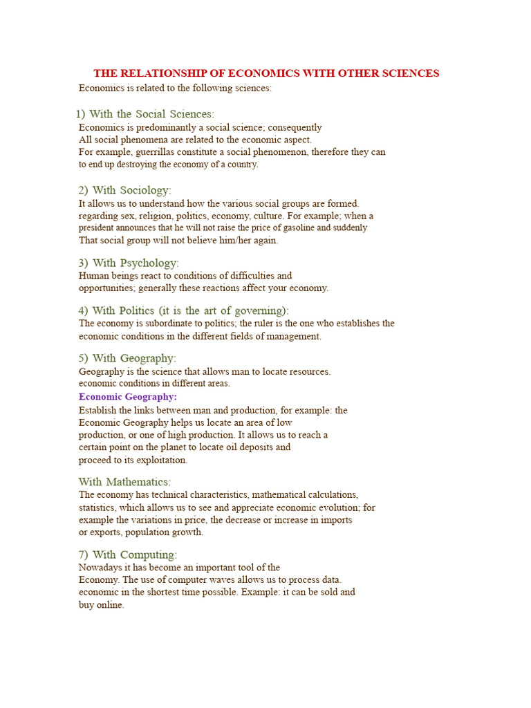 Economics and Its Interdisciplinary Links | PDF