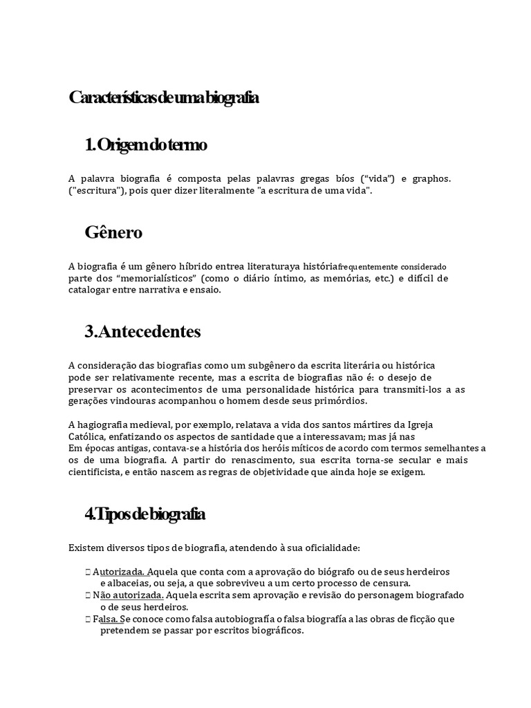 Características da Biografia | PDF | Biografia | Vida