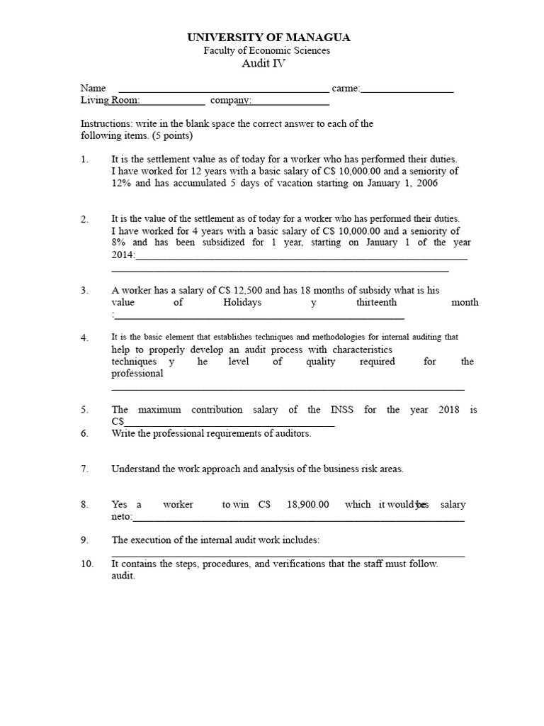 Final Exam Audit IV Part 1 | PDF | Audit | Internal Audit