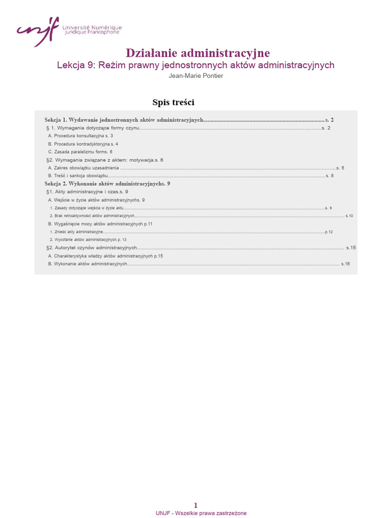 Reżim Prawny Aktów Administracyjnych Jednostronnych | PDF