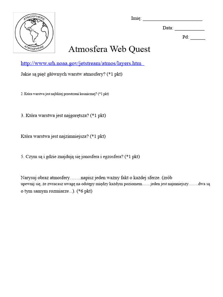 Atmosfera Web Quest | PDF