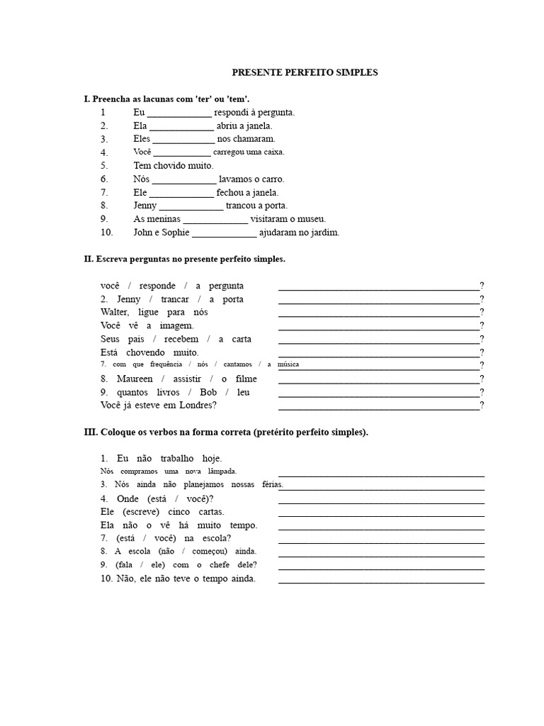 Pretérito Perfeito Simples | PDF