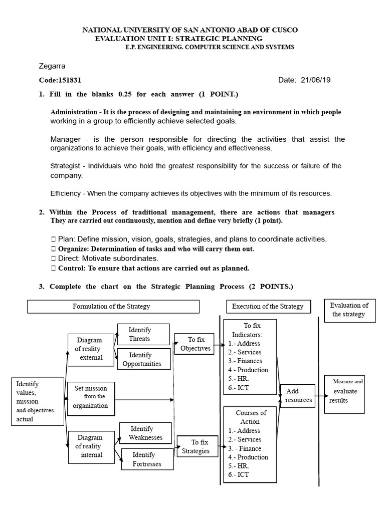 1 Midterm Exam - Strategic Planning | PDF | Strategic Planning ...