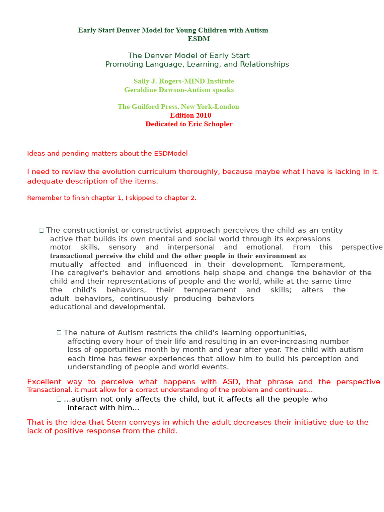 Early Start Denver Model Overview | PDF | Autism | Imitation