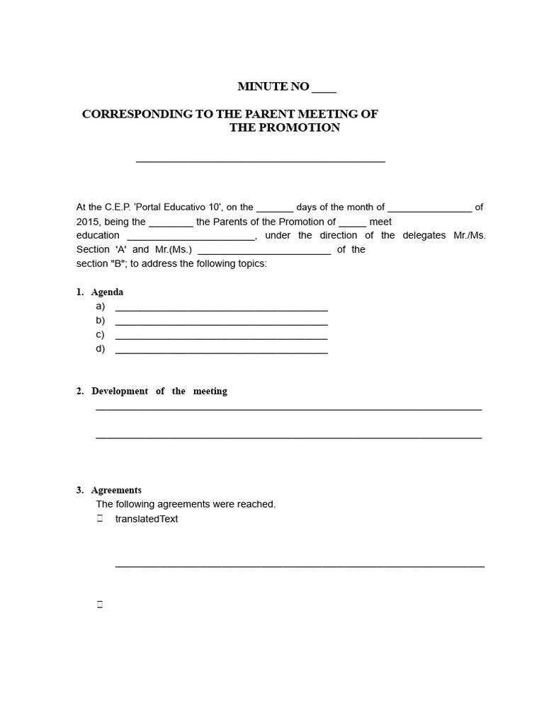 Model of Minutes For Parent Meetings | PDF | World Wide Web | Internet ...