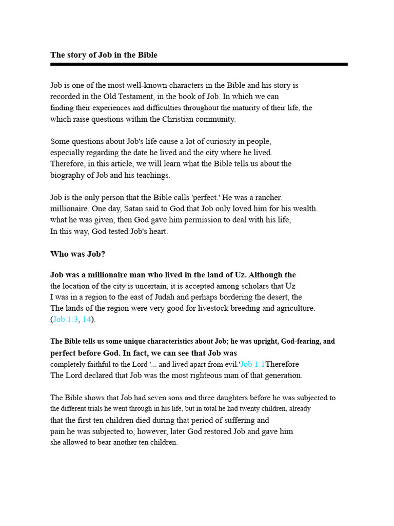 The Story of Job: Trials and Teachings | PDF | Book Of Job | Satan