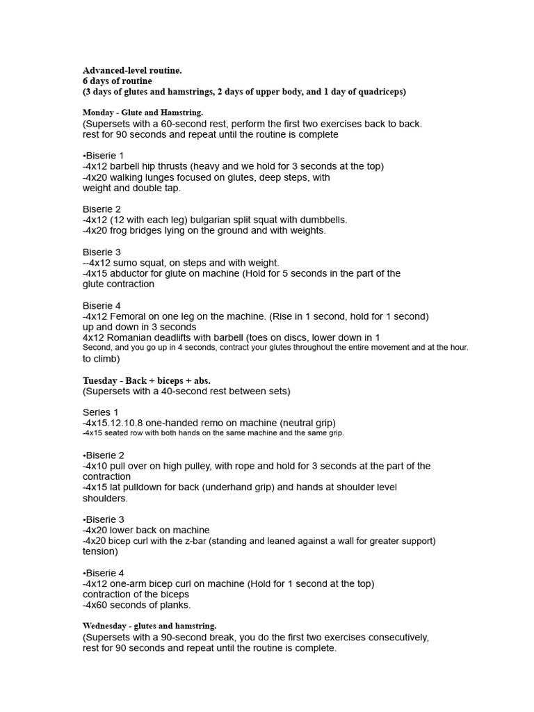 Routine Level Advanced 3 G.F. 1 C. and 2 T.I | PDF | Strength Training ...