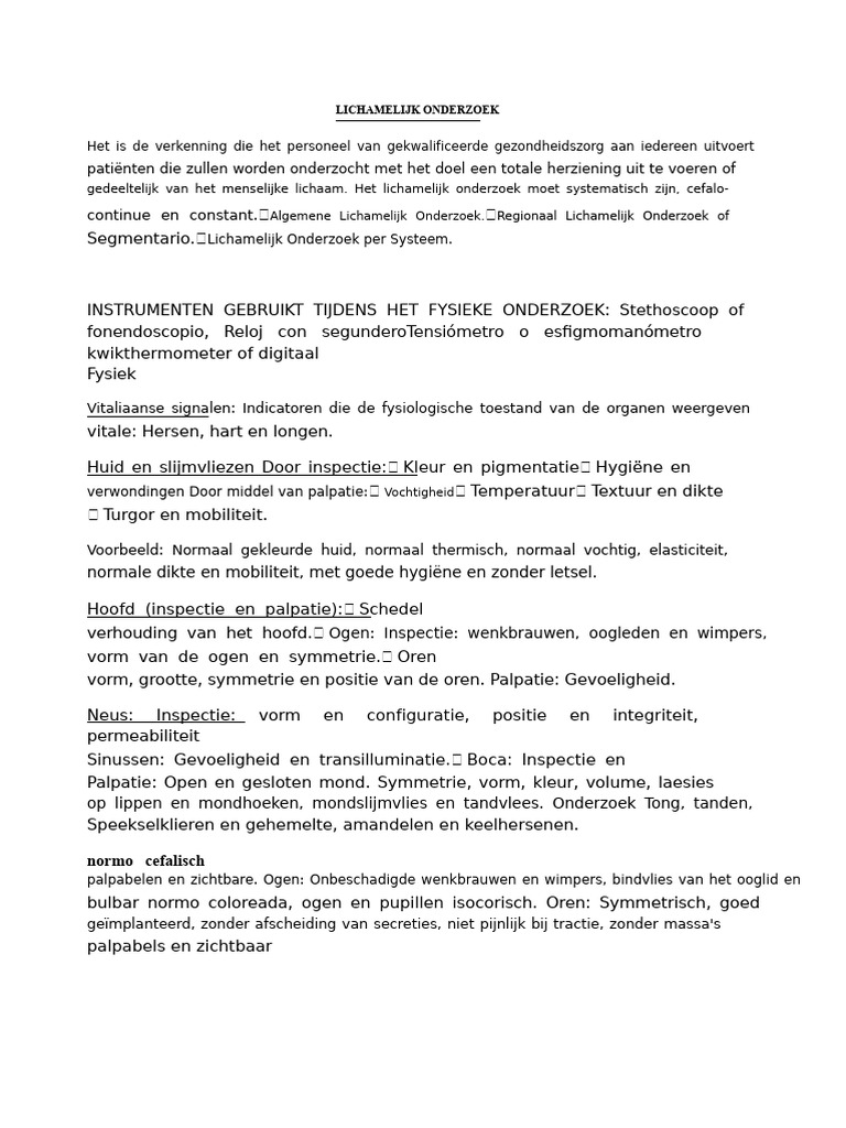 Lichamelijk Onderzoek | PDF