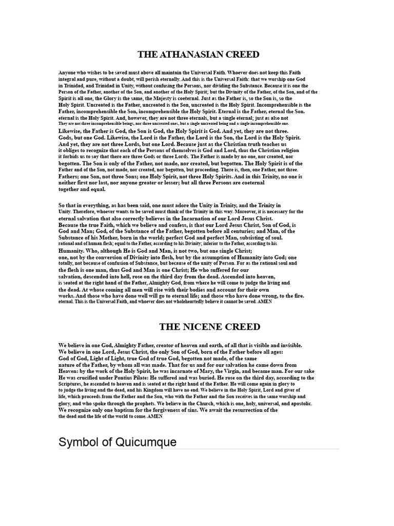 The Athanasian Creed Explained | PDF | God The Father | God In Christianity