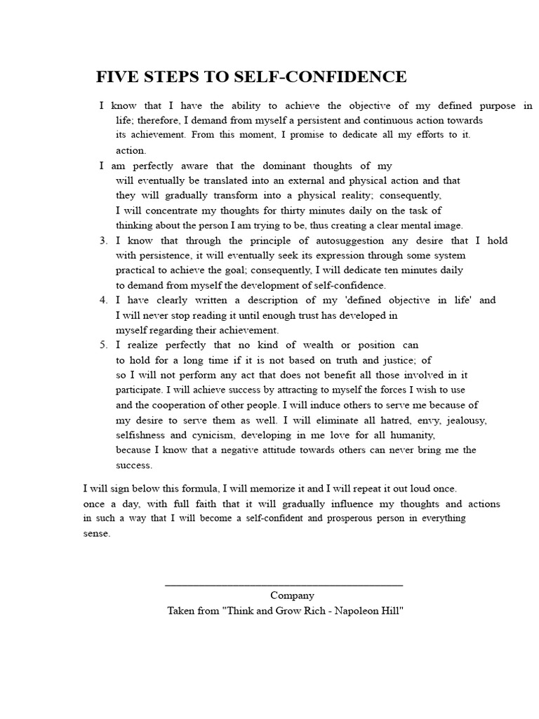 Build Self-Confidence in Five Steps | PDF