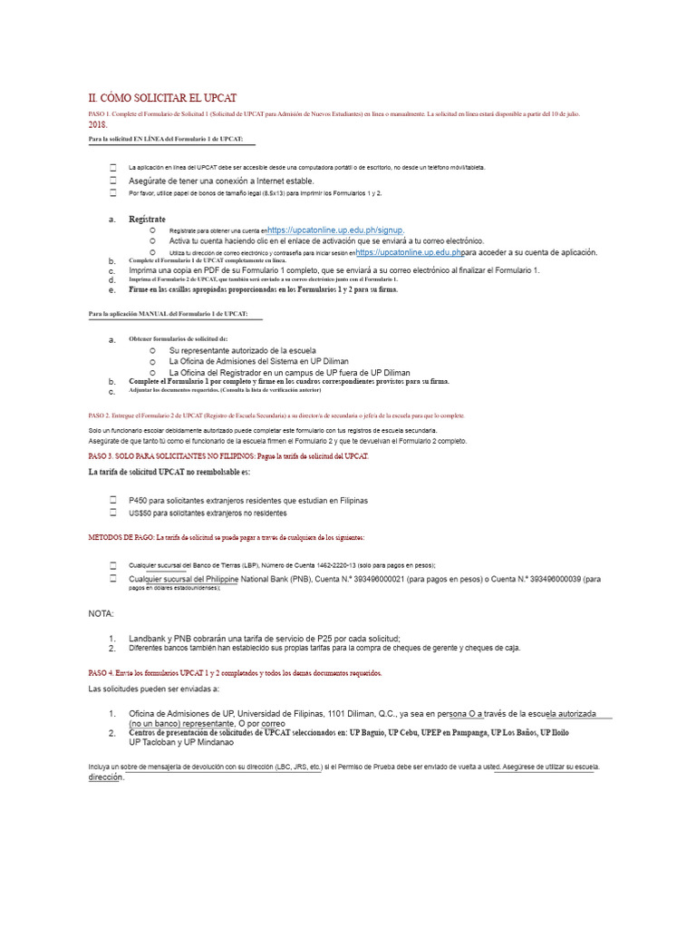 Cómo Solicitar El Upcat | PDF | Se sentó | Educación Secundaria