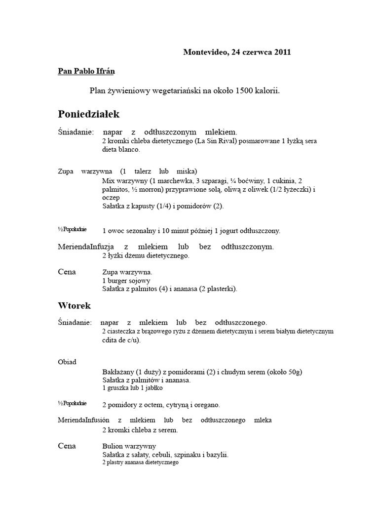 Dieta 1100 Kcal | PDF