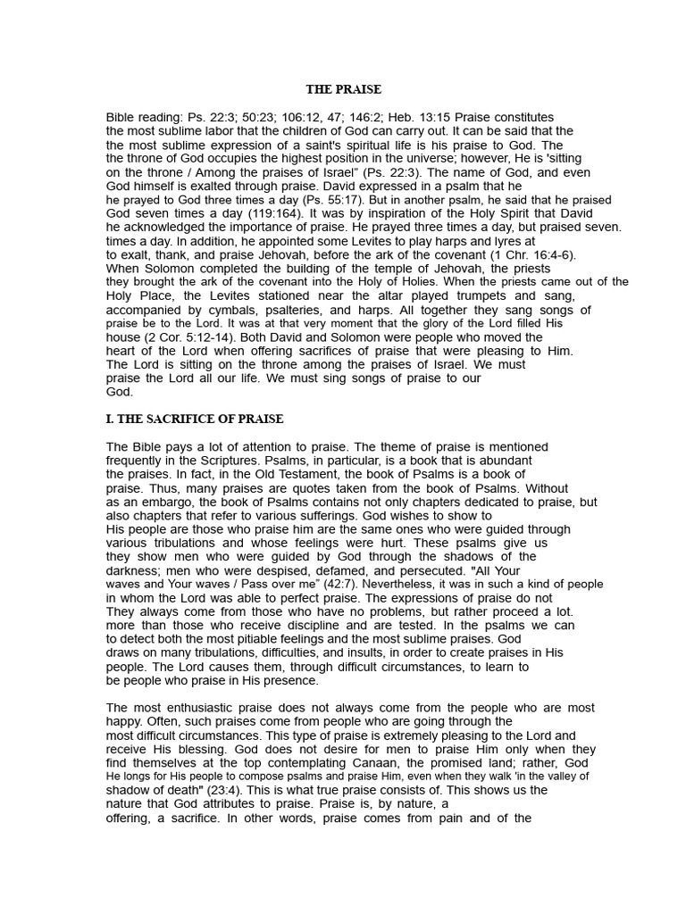The Power of Sacrificial Praise | PDF | Prayer | Glory (Religion)