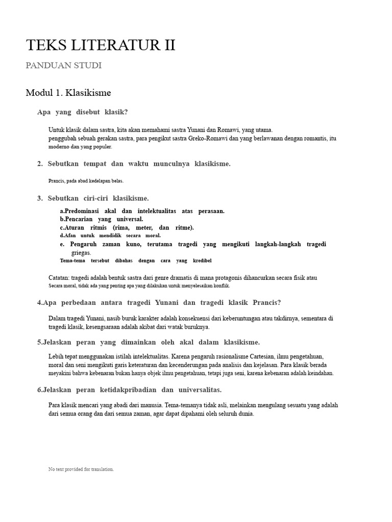 Teks Sastra II. Panduan Studi | PDF