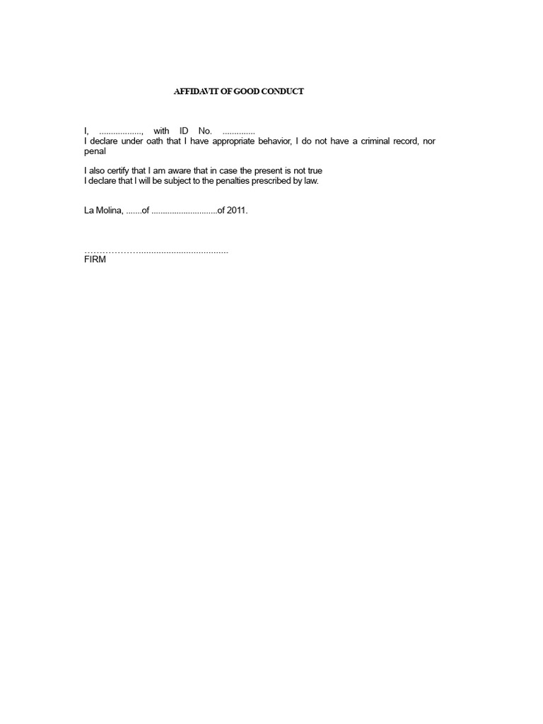 Affidavit of Good Conduct | PDF