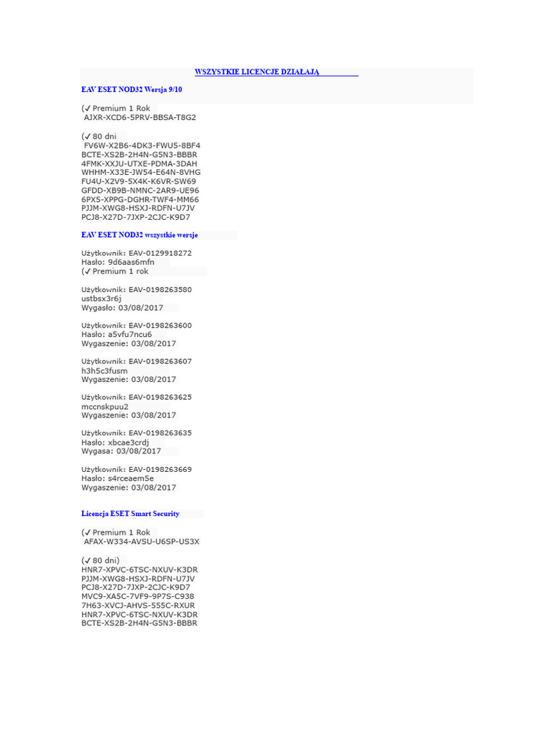 Klucze Do Nod32 | PDF
