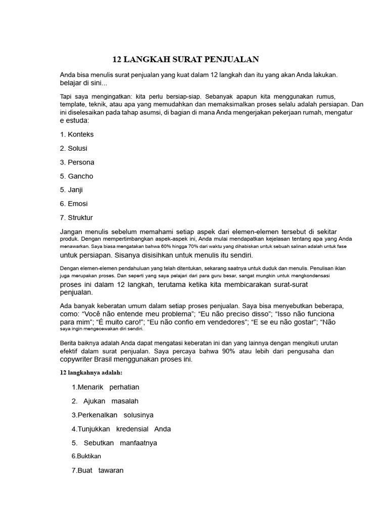12 Langkah Efektif Surat Penjualan | PDF