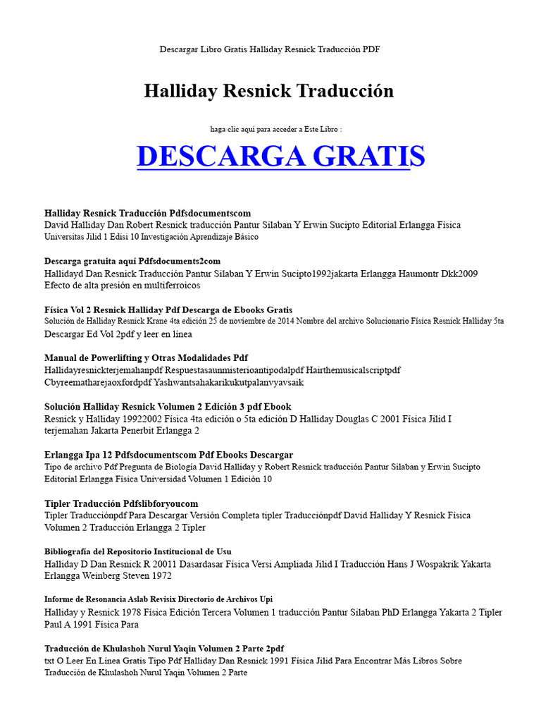 Halliday Resnick Traducción | PDF | Ciencias fisicas | Física