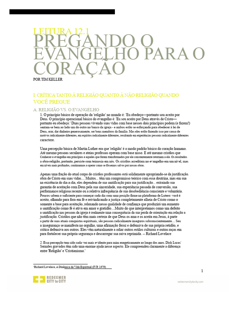 Pregando o Evangelho Ao Coração Tim Keeler | PDF | Jesus | Deus