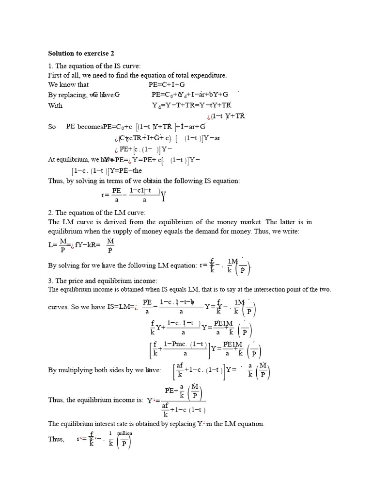 IS-LM Model Analysis and Equilibrium Calculations | PDF | Economic ...