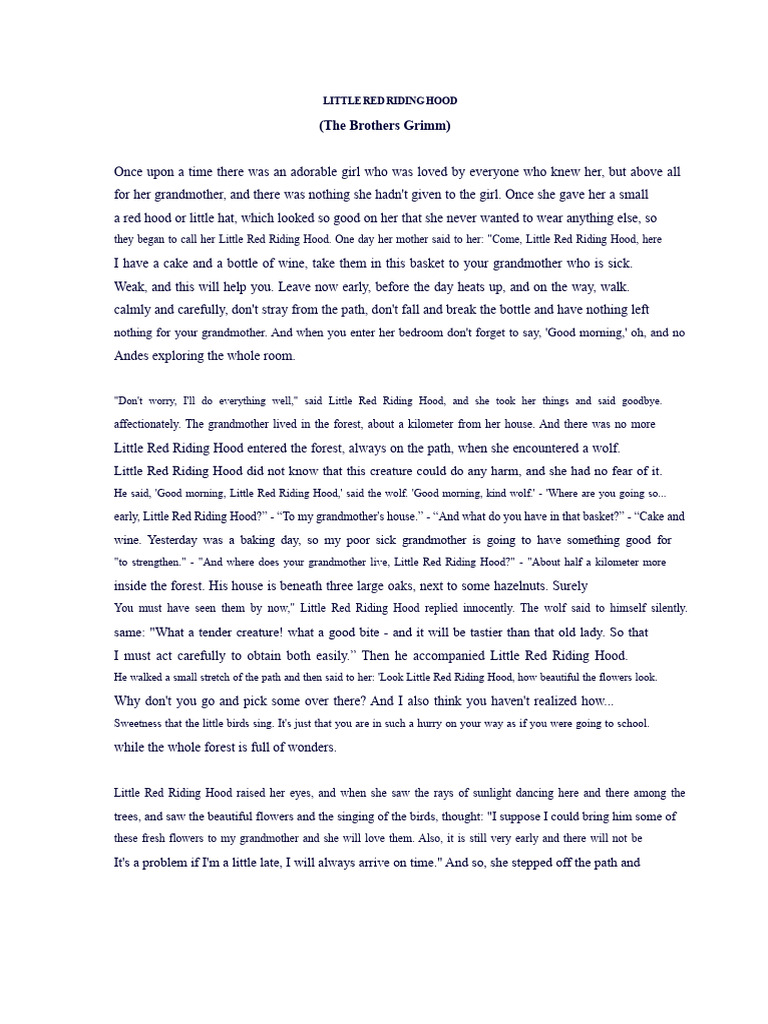 Little Red Riding Hood's Cautionary Tale | PDF | Little Red Riding Hood