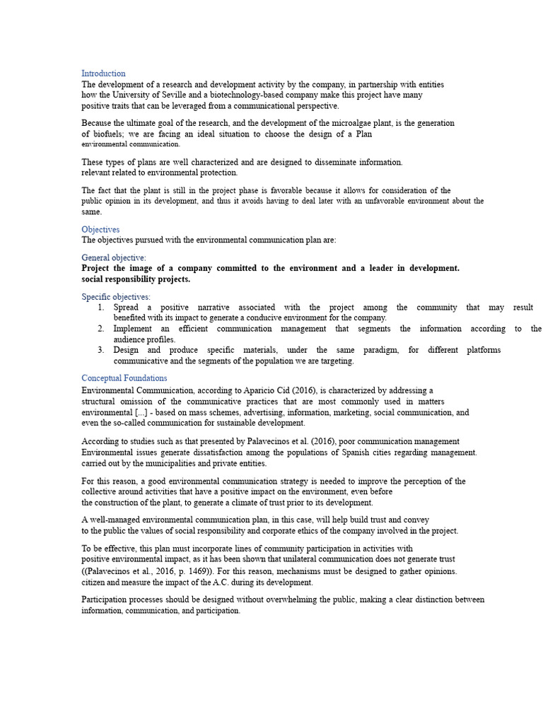 Environmental Communication Plan | PDF | Communication | Target Audience