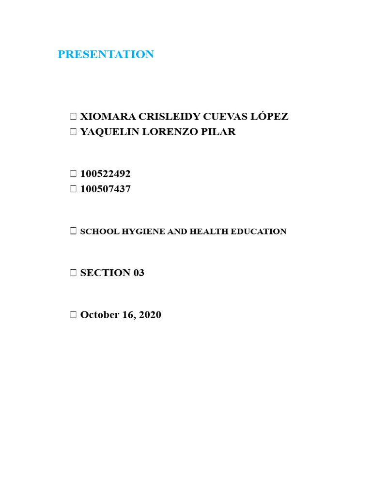 SCHOOL HYGIENE.docx | PDF