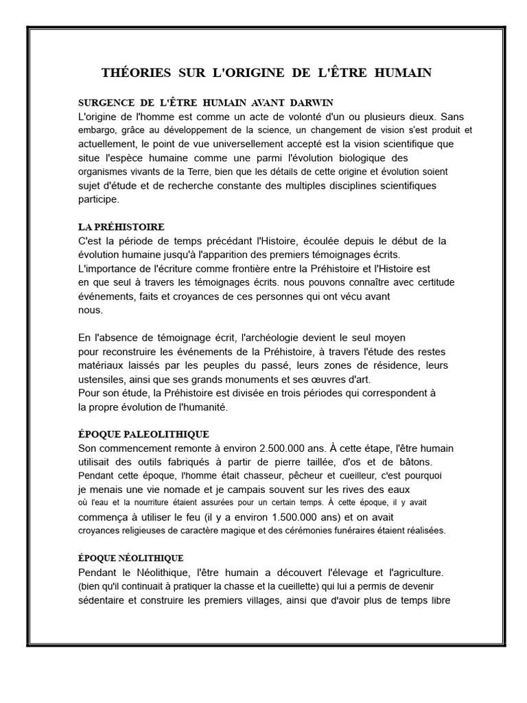 Origine de l'Homme : Théories et Évolution | PDF | Évolution | Créationisme