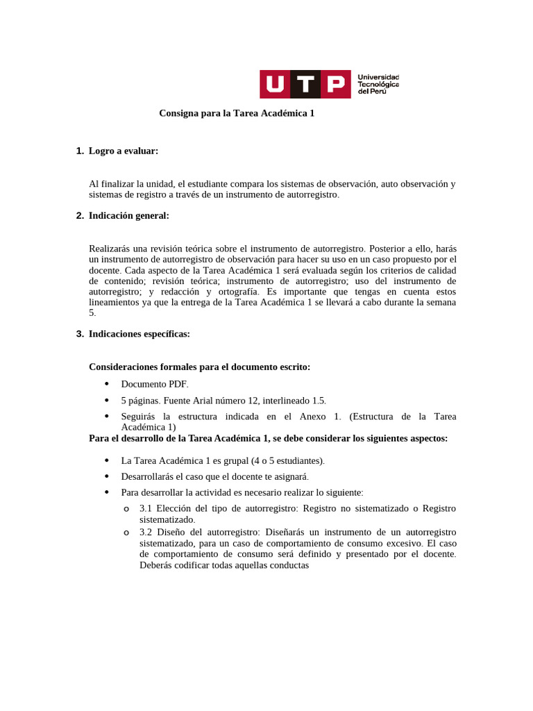 ? (AC-S05) Semana 05 - Tarea Académica 1 (TA1) - Observación y Entrevista | PDF | Aprendizaje ...