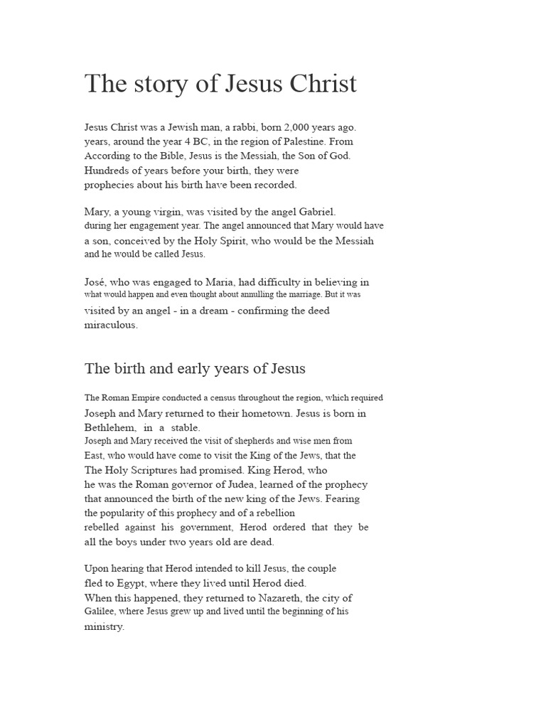 The Story of Jesus Christ | PDF | Jesus | Ministry Of Jesus