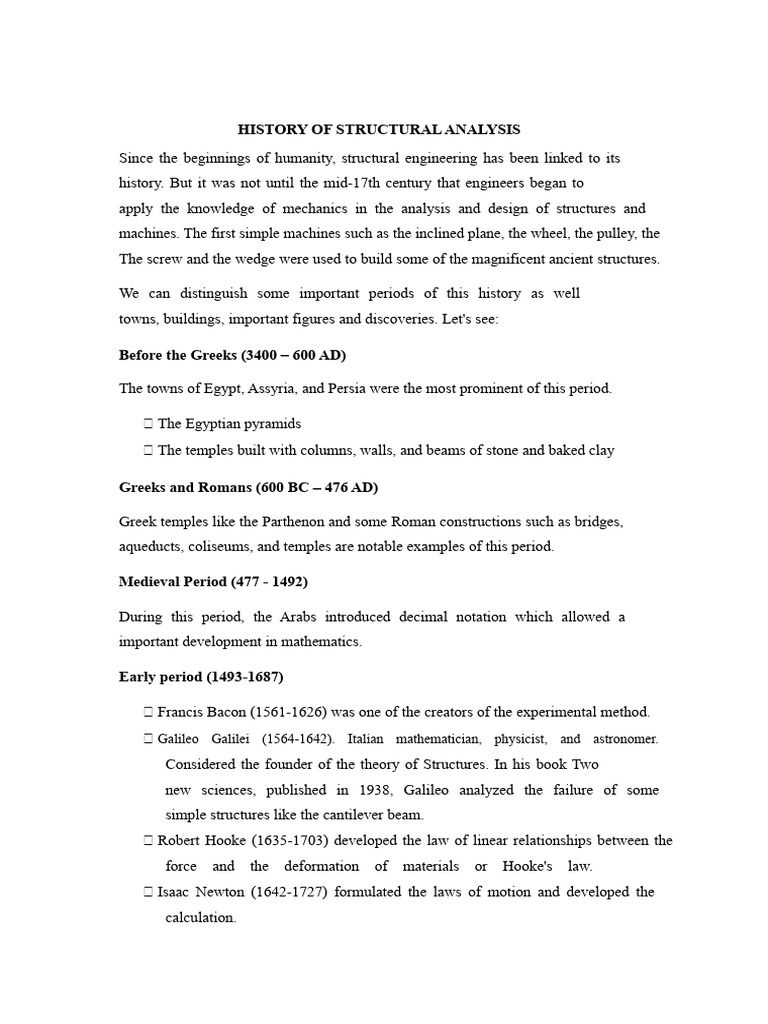History of Structural Analysis | PDF | Structural Analysis | Beam (Structure)