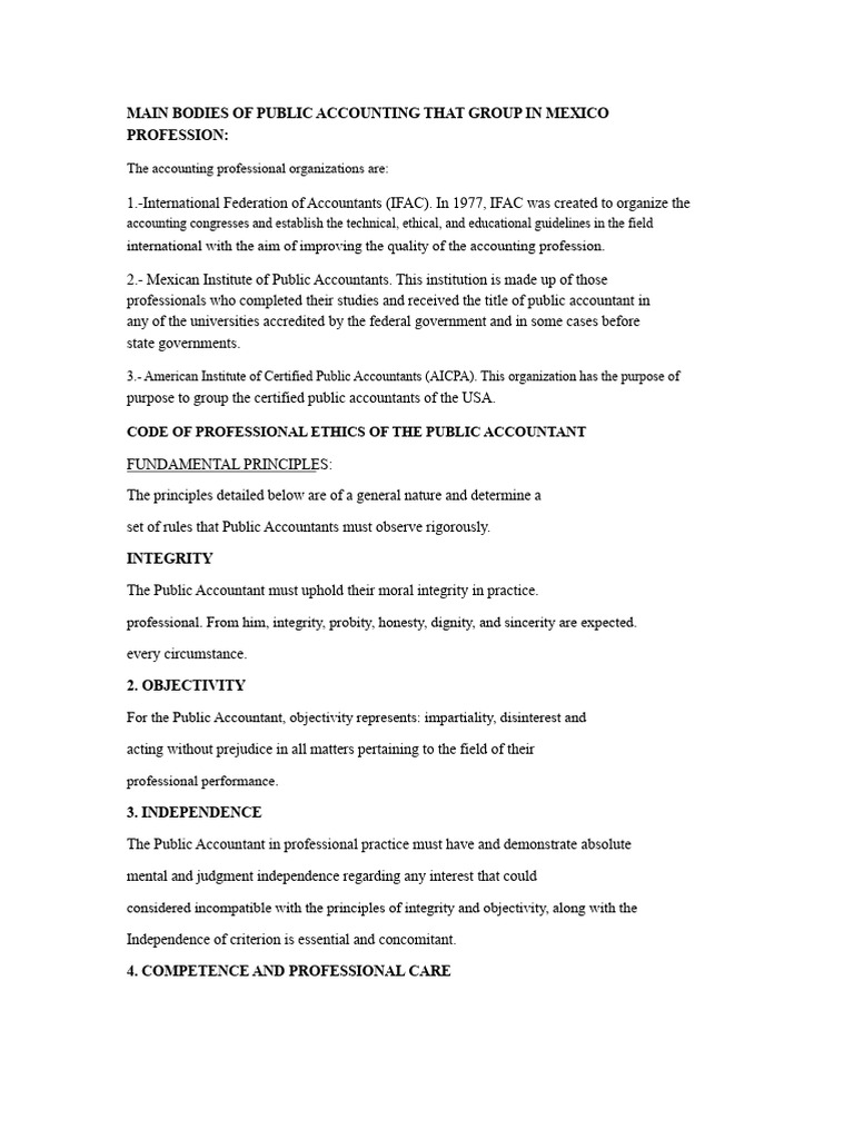 Overview of Mexican Public Accountants | PDF | Integrity | Certified ...
