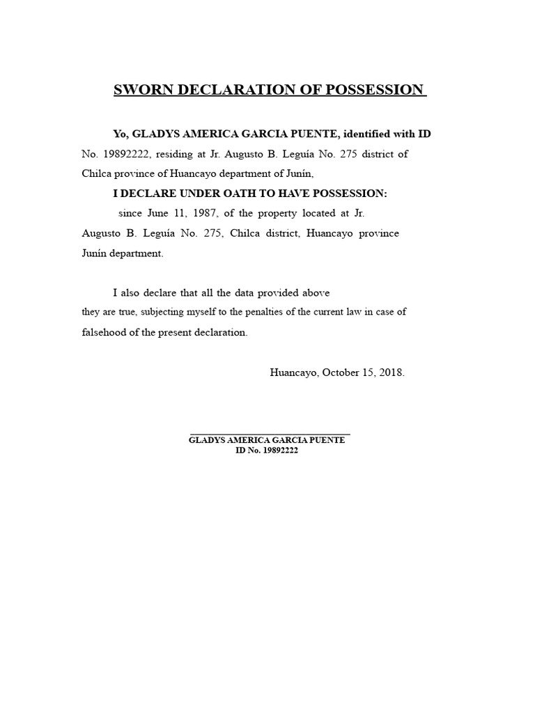 Affidavit of Long-Term Possession | PDF