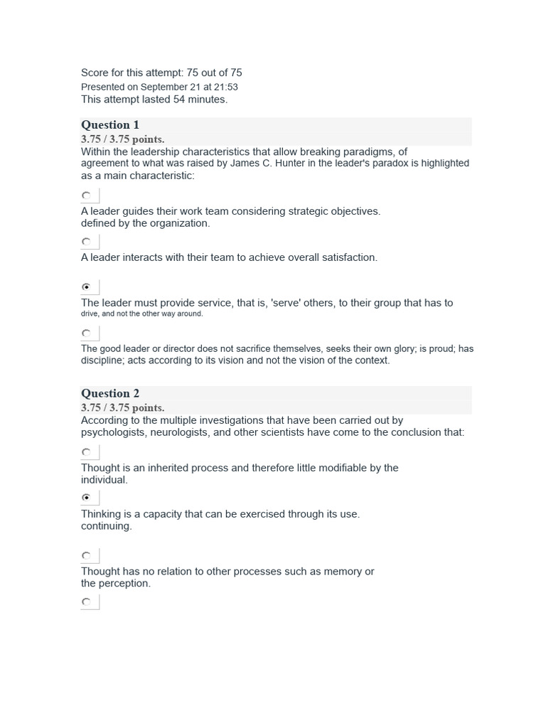 Partial 1 Leadership and Strategic Thinking | PDF | Thought | Leadership