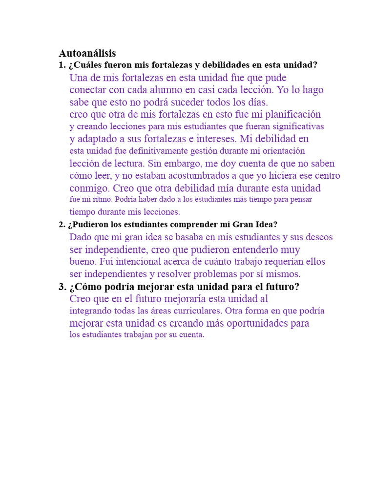 Autoanálisis de Fortalezas y Debilidades | PDF