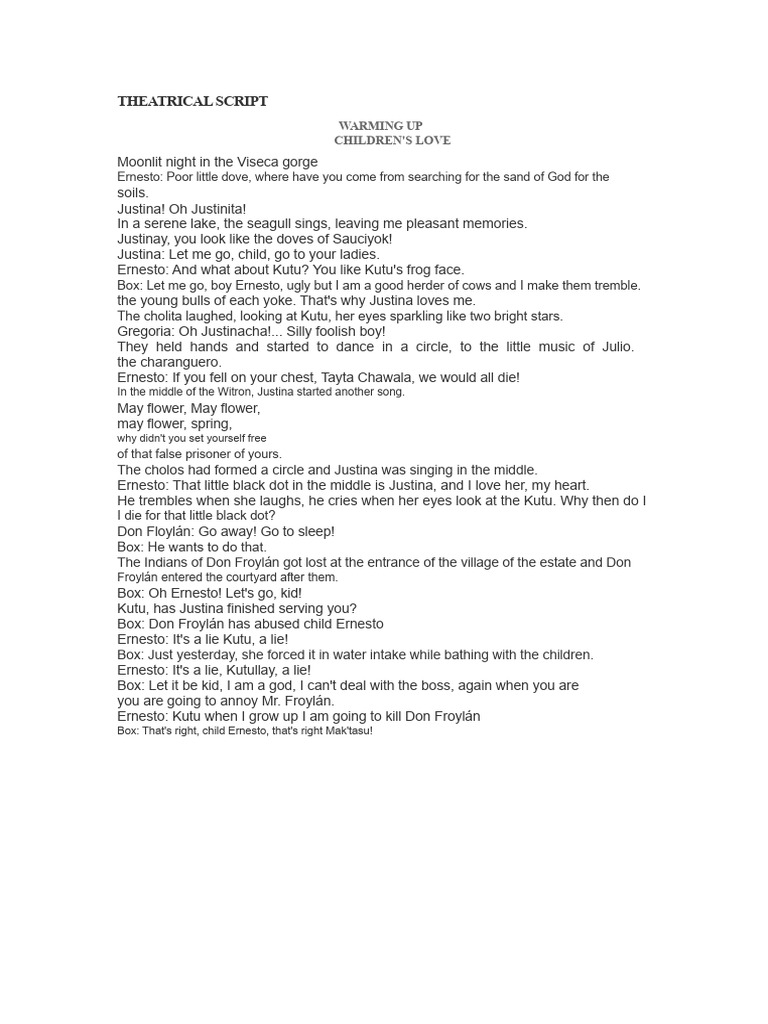Theatrical Script Warma Kuyay | PDF