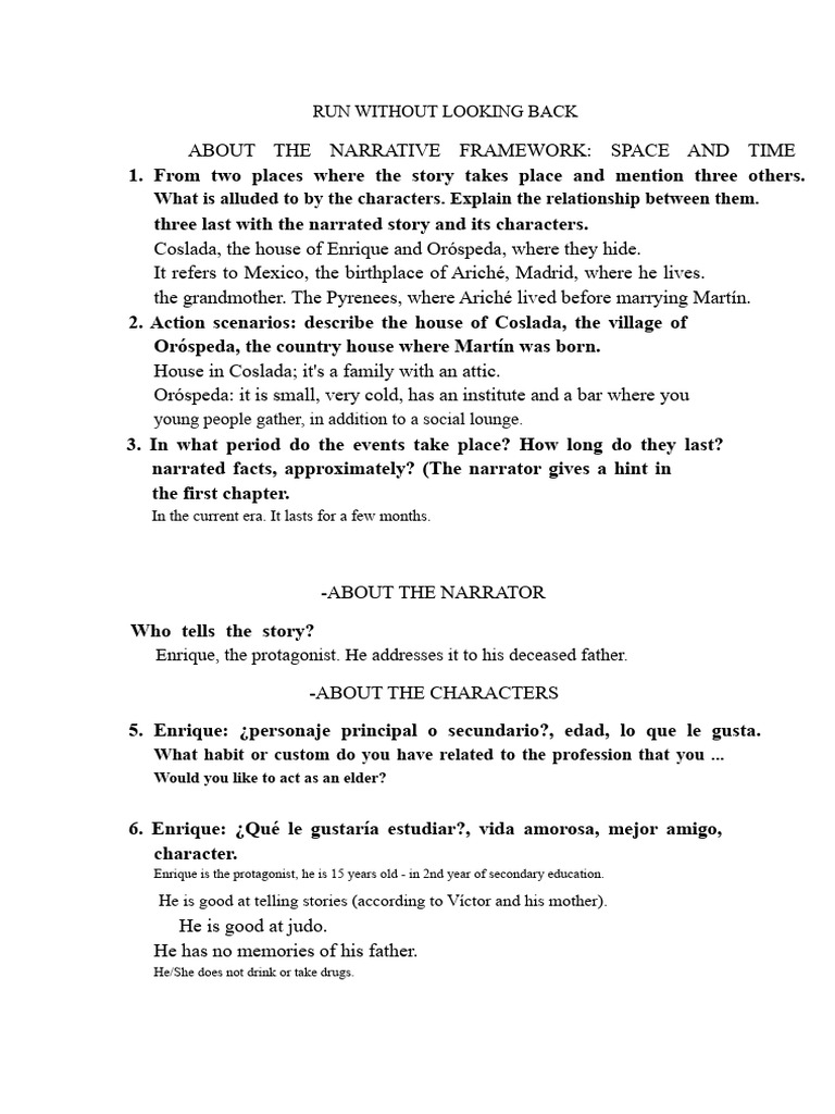 Narrative Analysis of "Run Without Looking Back" | PDF