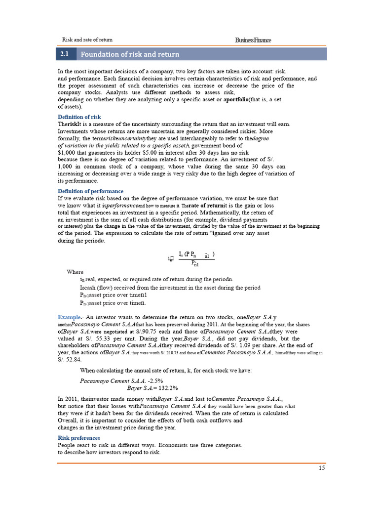 Fundamentals of Risk and Return | PDF | Risk | Investing