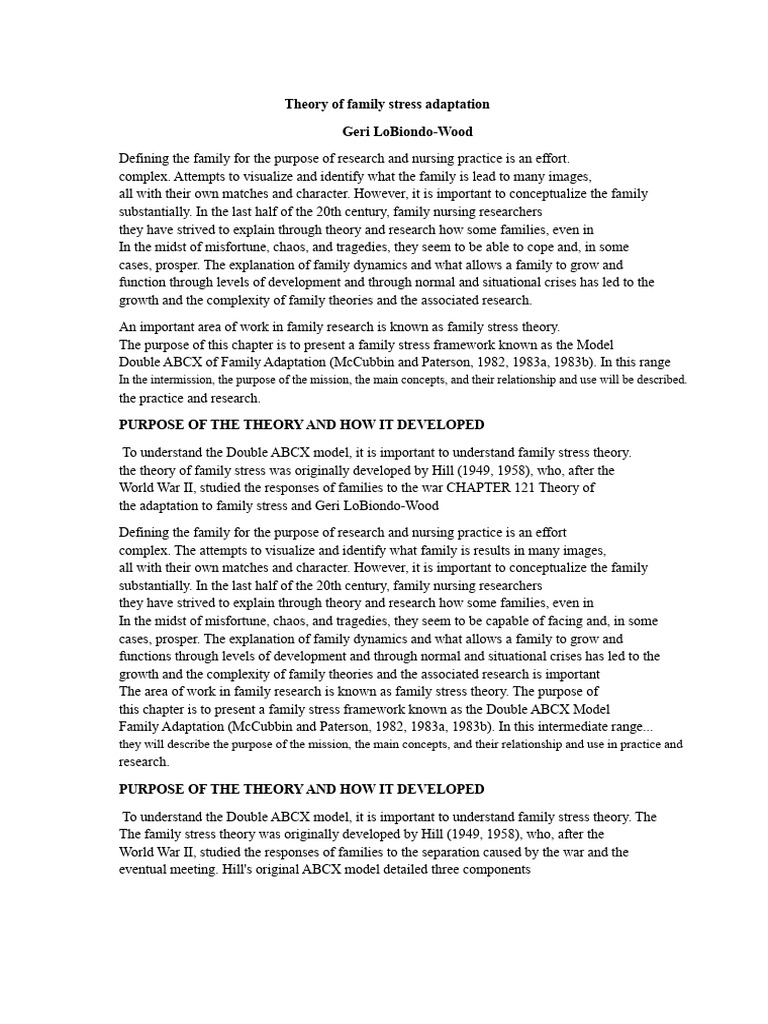 Family Stress Adaptation Theory Explained | PDF | Stress (Biology ...