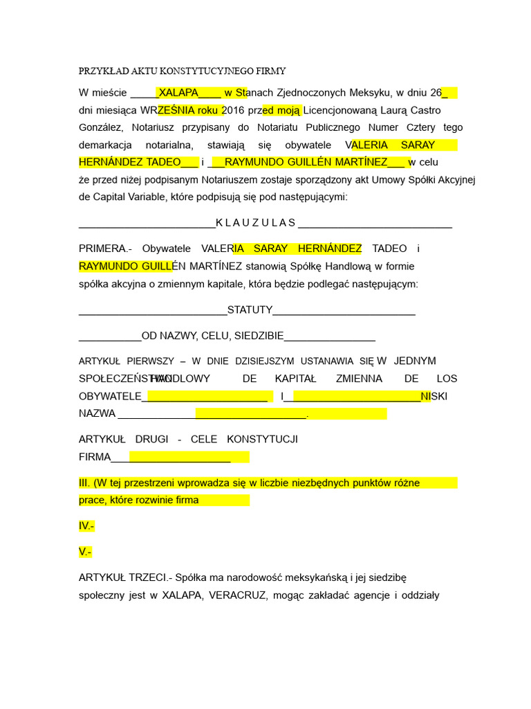 Machote Acta Constitutiva | PDF