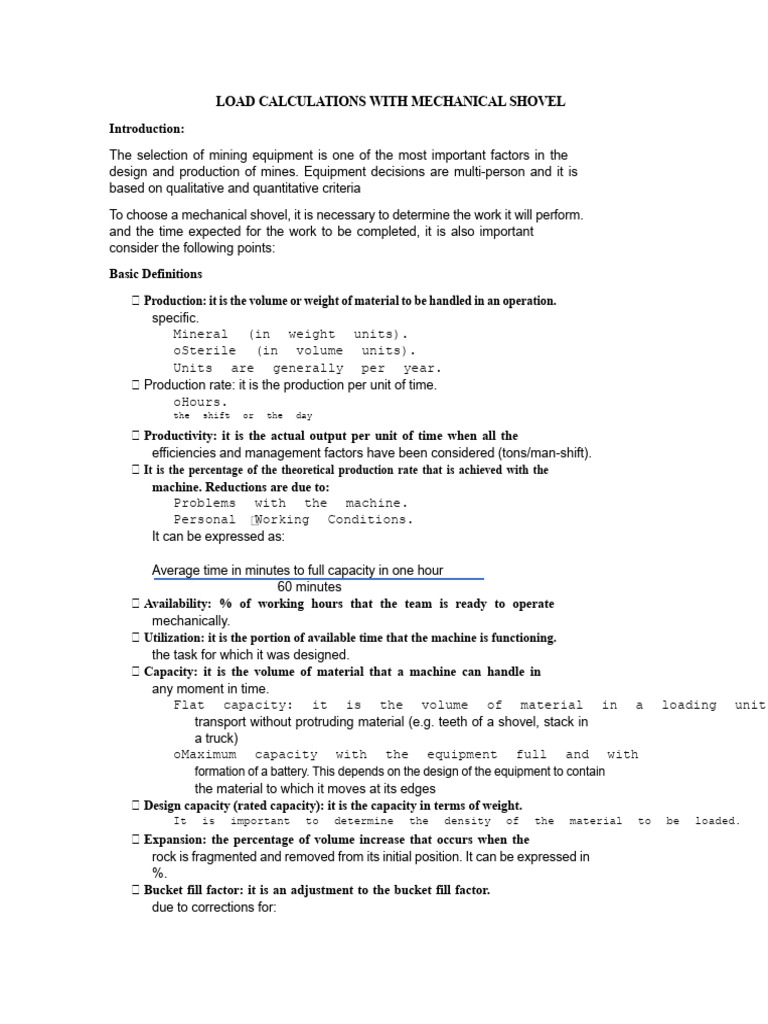 Loading Calculations with Mechanical Shovel | PDF