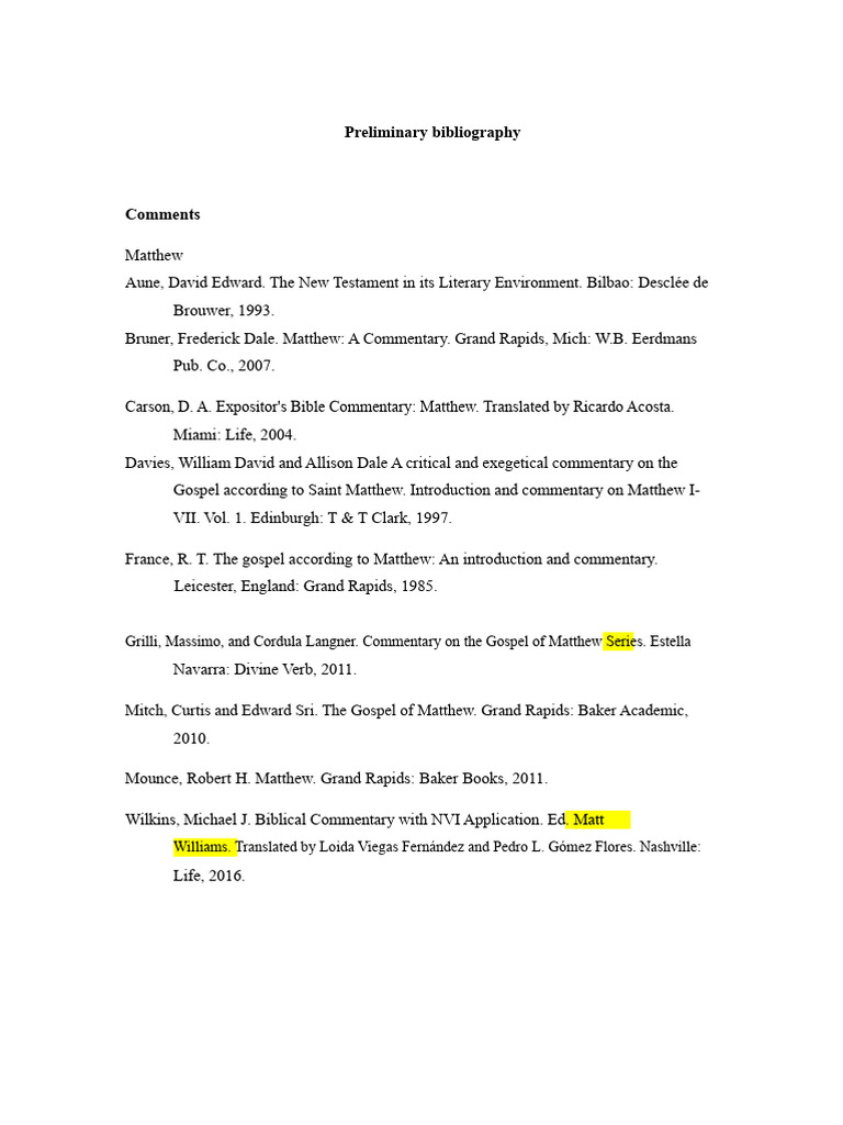 Example of Preliminary Bibliography | PDF | Canonical Gospels | New ...
