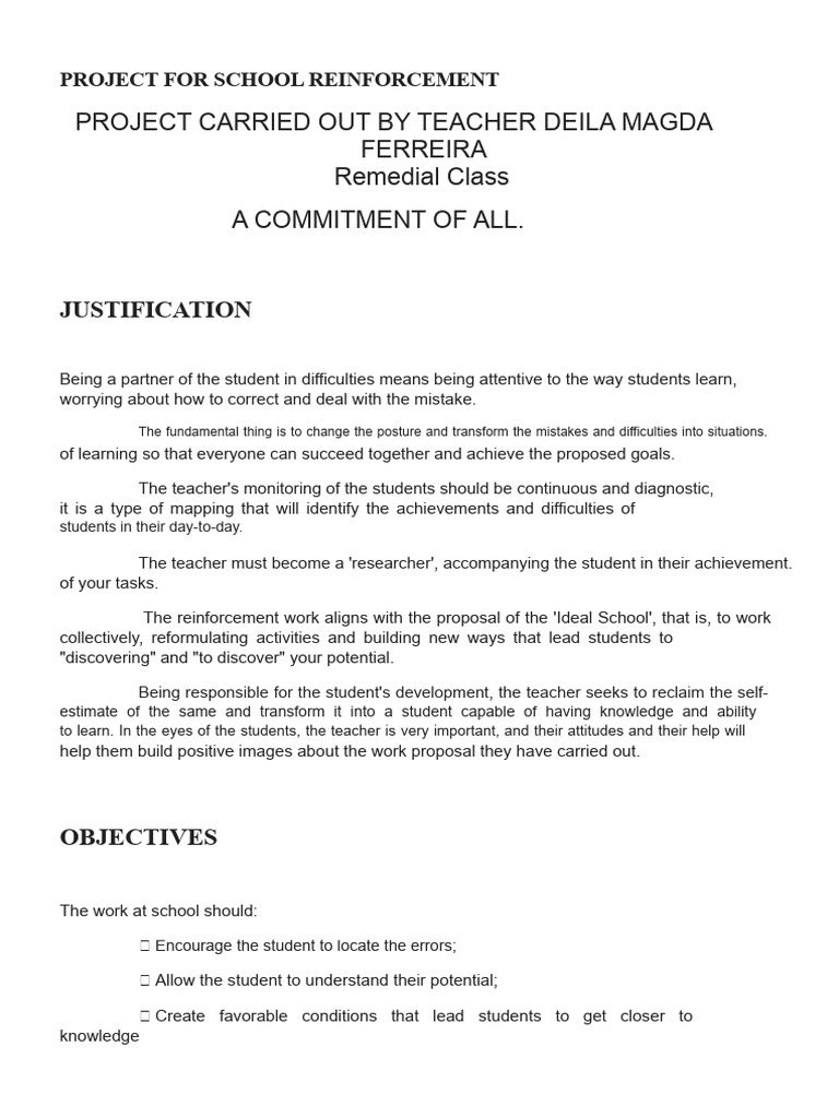 Project For School Reinforcement Pdf Learning Knowledge